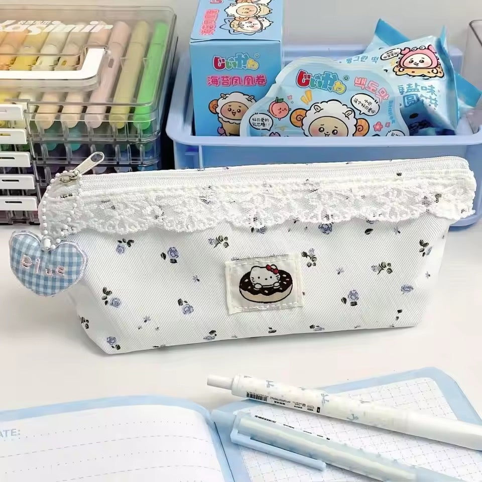 floral blue hello kitty pouch | pencil case – pinterest cult